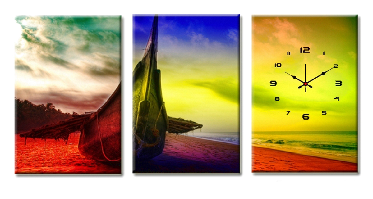 Buy Analog Premier wall clocks wooden and Canvas Multi Colored ( 75 cm x 35 cm ) Online @ ₹2099 ...