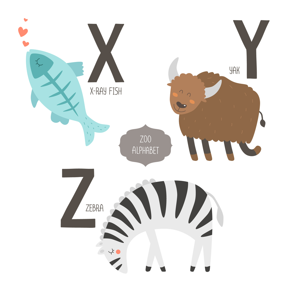 Buy animal alphabet xyz chart Alphabets and numbers wall sticker paper ...