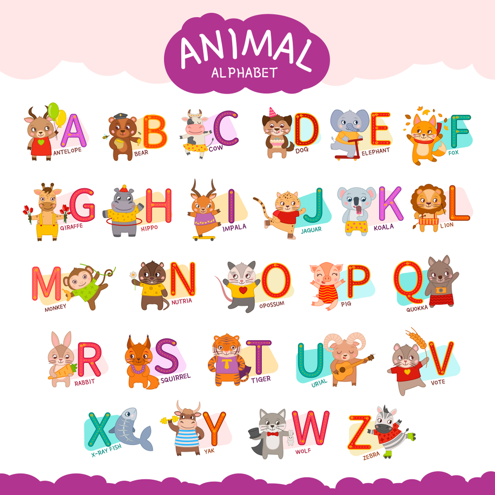 Buy animal alphabets Alphabets and numbers wall sticker paper poster ...
