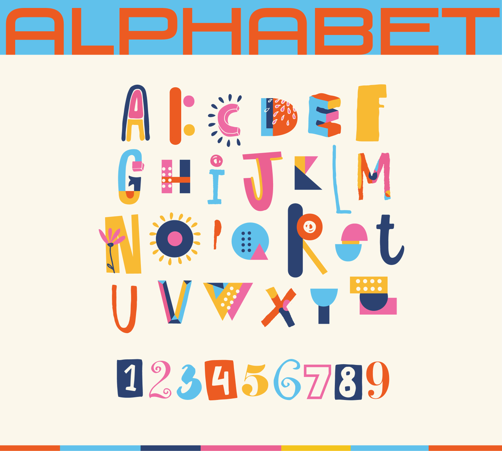 Buy retro style english alphabet and numbers Alphabets and numbers wall ...
