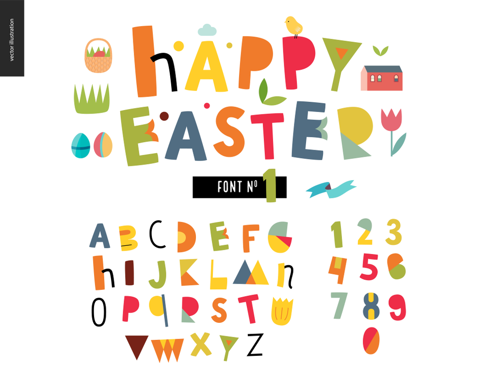 Buy easter style english alphabet Alphabets and numbers wall sticker ...