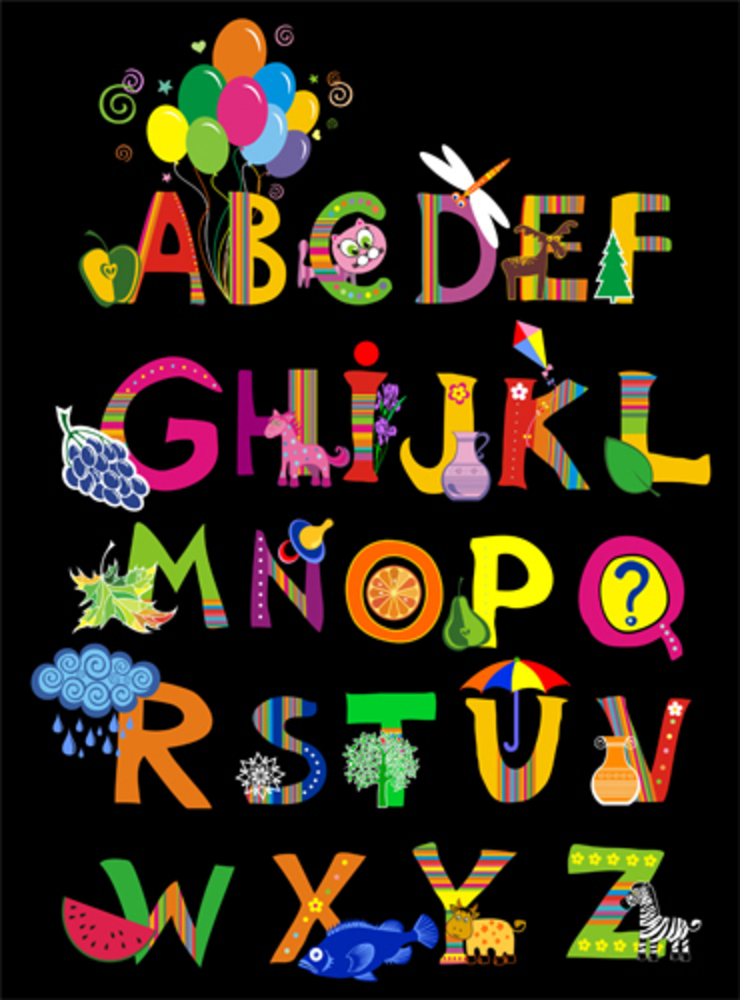Buy english alphabets Alphabets and numbers wall sticker paper poster ...