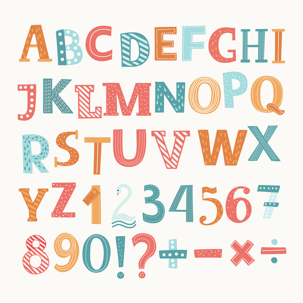 Buy english alphabets Alphabets and numbers wall sticker paper poster ...