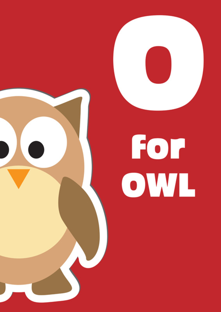Buy alphabet o for owl Alphabets and numbers wall sticker paper poster ...