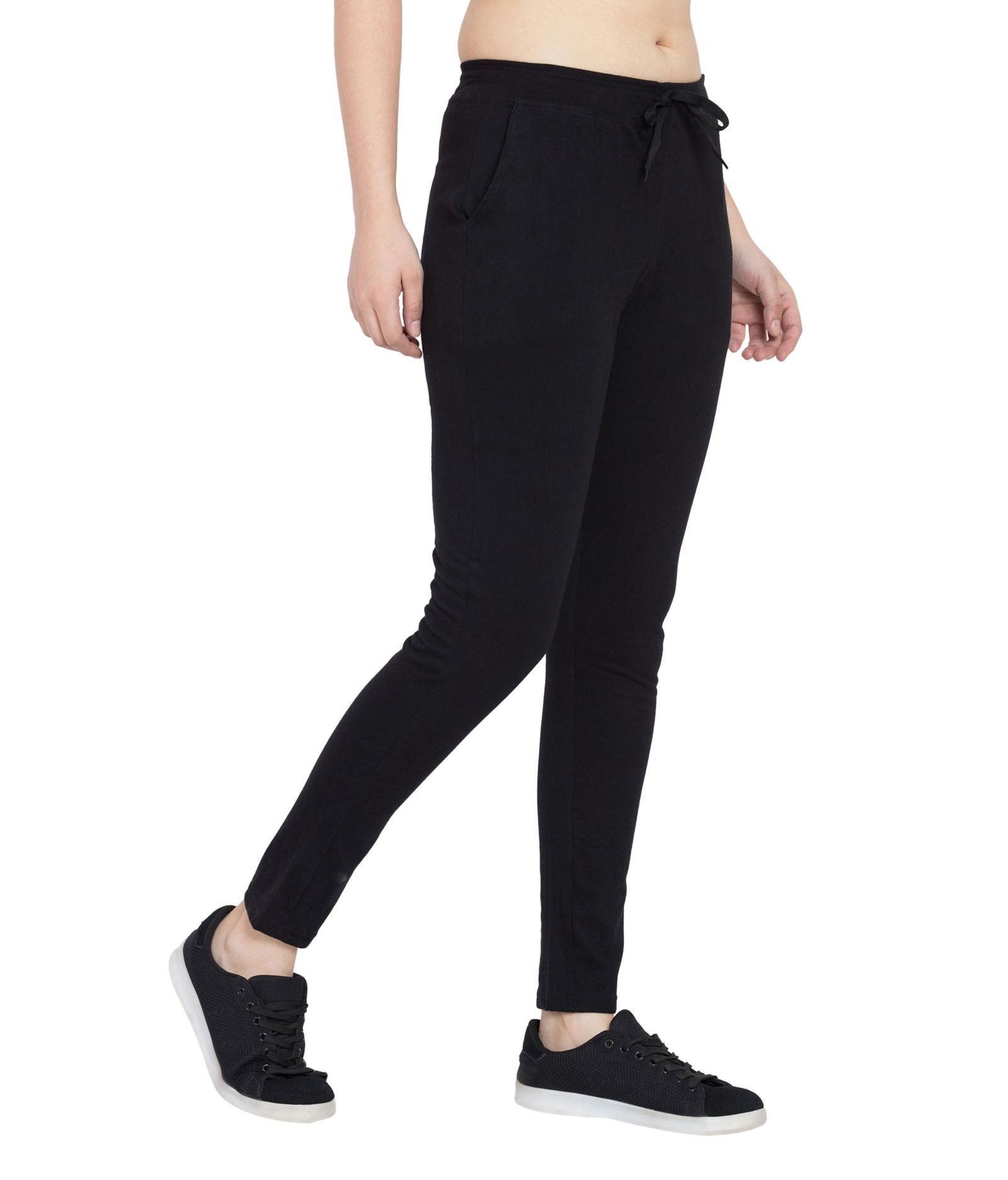 Buy Haoser Women's Trackpants Solid|Black Stylish Cotton Lowers for ...