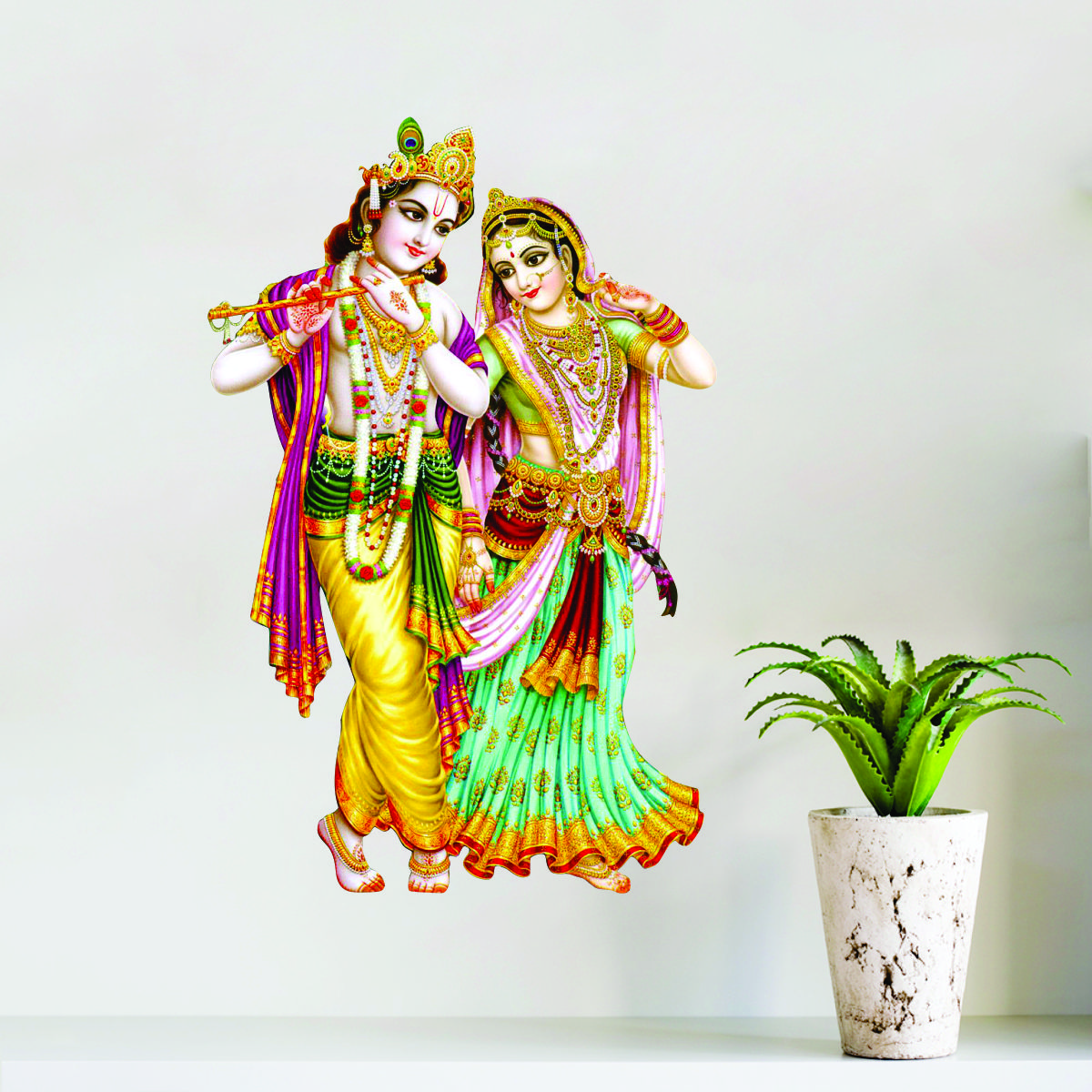 Buy Decor Villa RADHA KRISHNA Wall Sticker For Living Room(PVC Vinyl ...