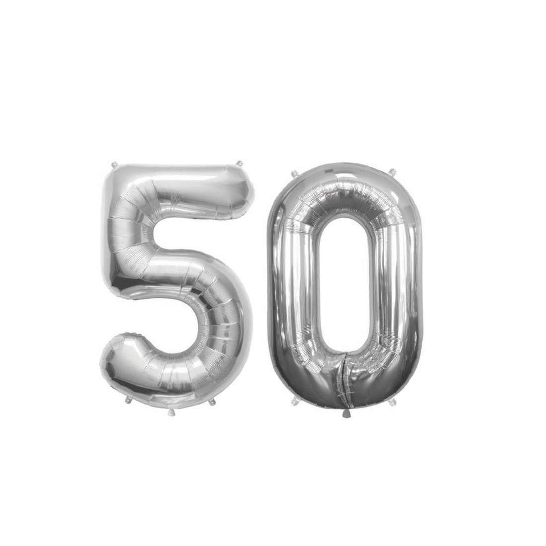 Buy Utkarsh Solid Silver Color 2 Digit Number (50) 3d Foil Balloon for ...