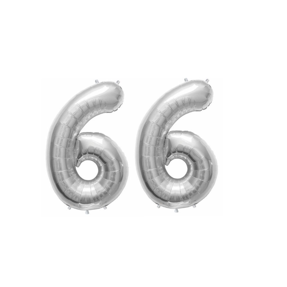 Buy Stylewell Solid Silver Color 2 Digit Number (66) 3d Foil Balloon ...