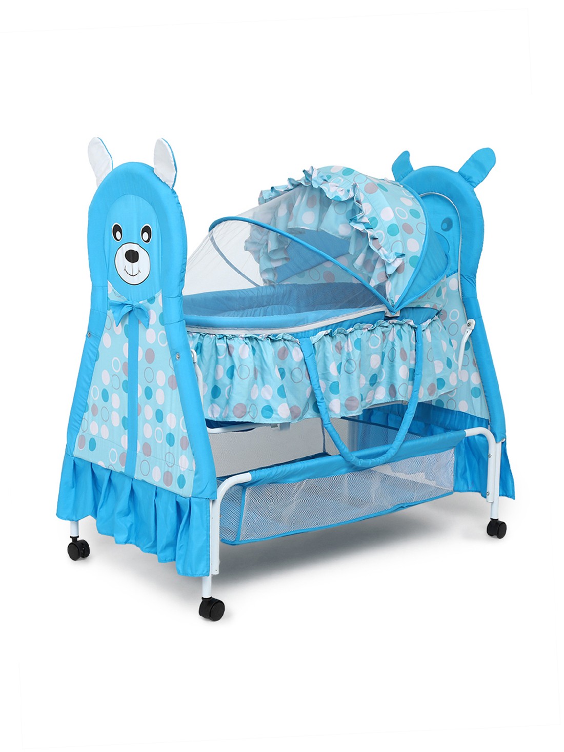 Buy Kiddery Bella+Baloo Blue Baby Bassinet With Mosquito Net And ...