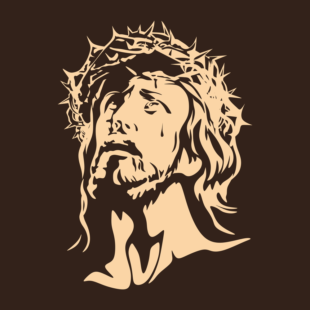 Buy Face of Jesus brown | wall poster |Sticker Paper Poster, 12x18 Inch ...