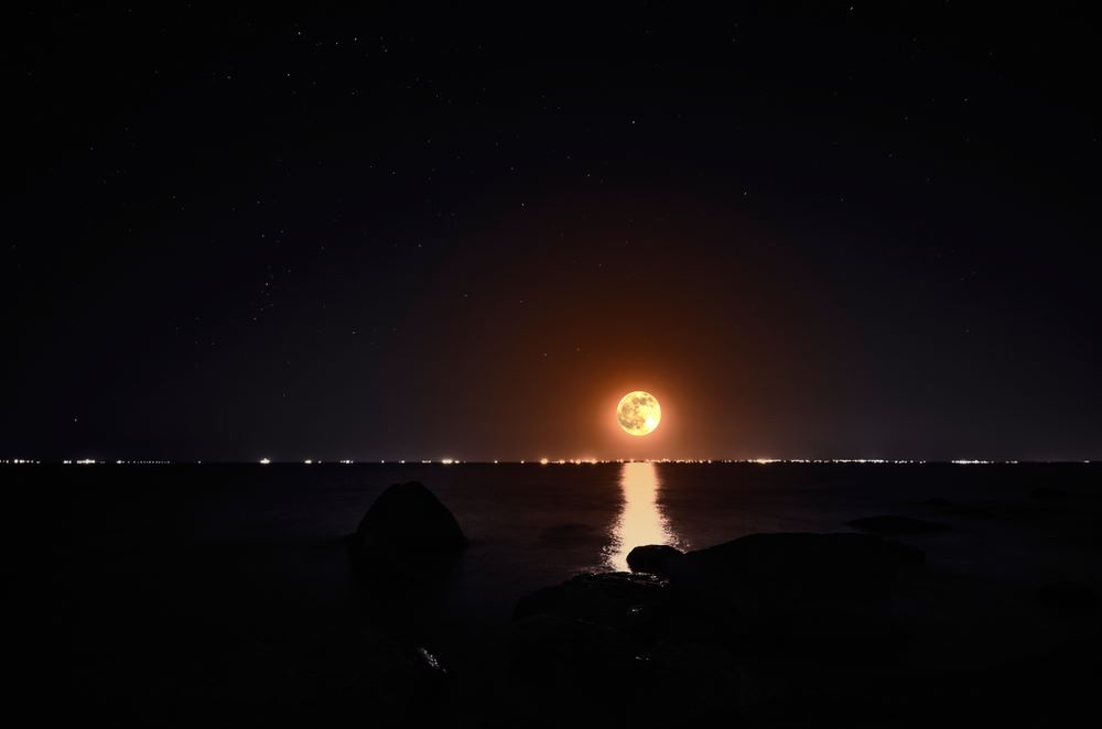 Buy big full moon reflecting in a sea moon |wall poster(size:12x18 inch ...