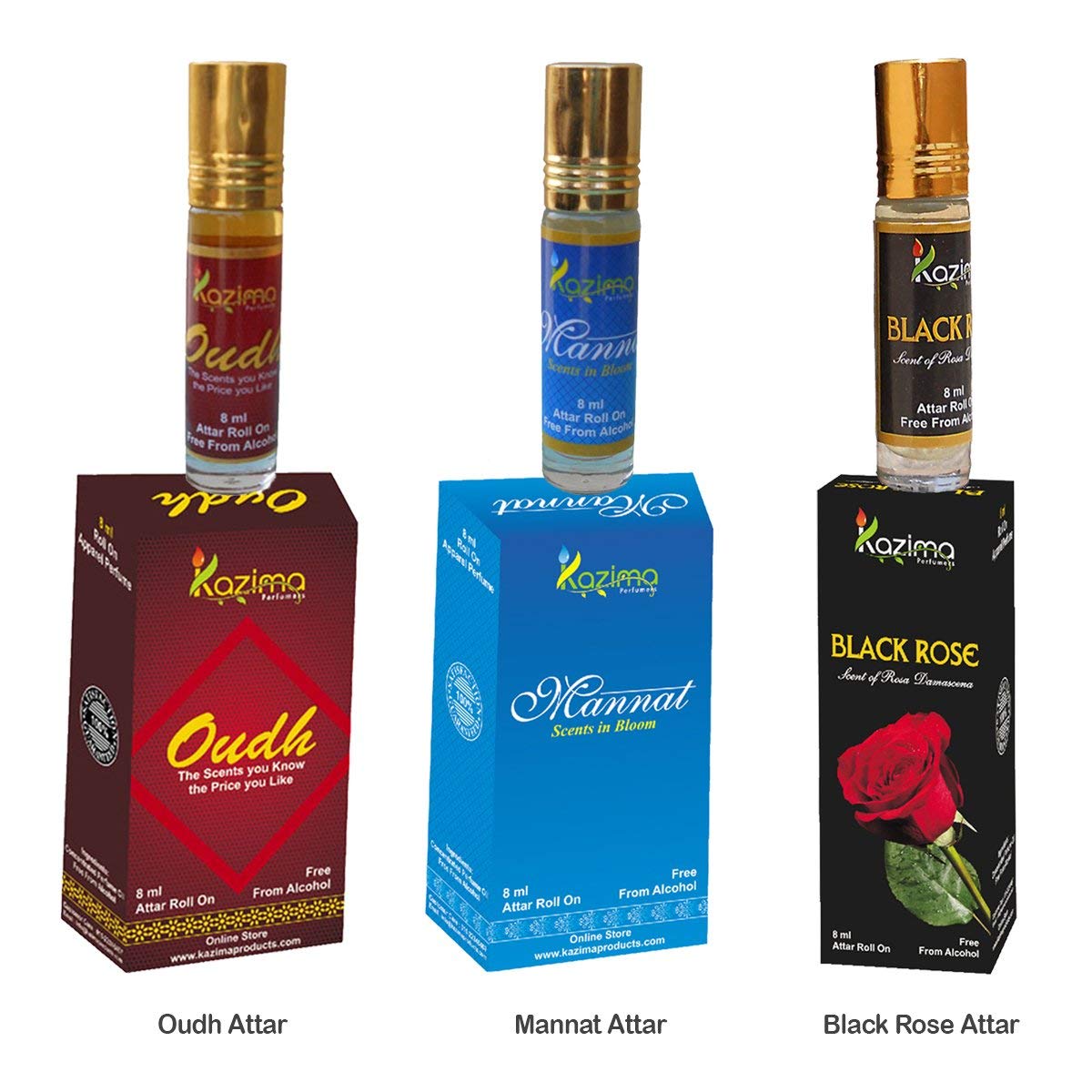 Buy KAZIMA Sensual Exotic Attar Perfume For Unisex For Unisex Combo (3 Pcs Pack of 8ML Roll On ...