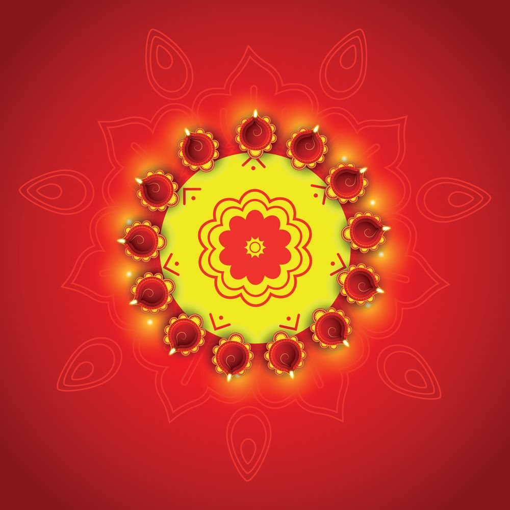 Buy diya lamps and rangoli M |12x18 inch|sticker paper poster |Sticker ...
