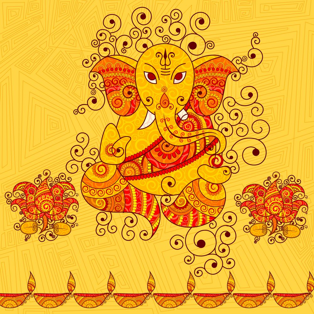 Buy Lord Ganesha in Indian art style M |12x18 inch|sticker paper poster ...