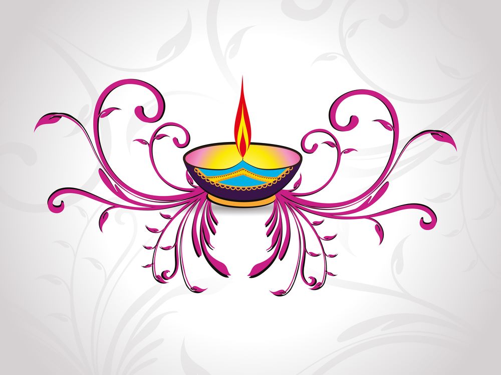 Buy purple floral and lit diya |12x18 inch|sticker paper poster ...