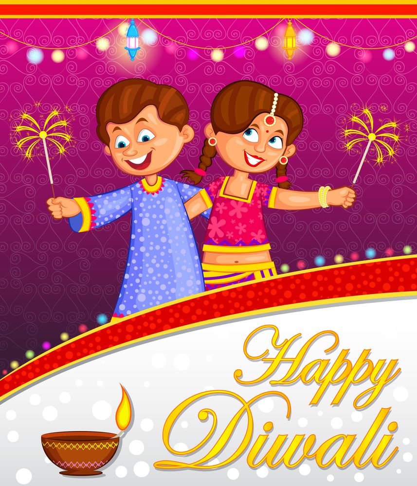 Buy happy diwali kids enjoying M |12x18 inch|sticker paper poster ...