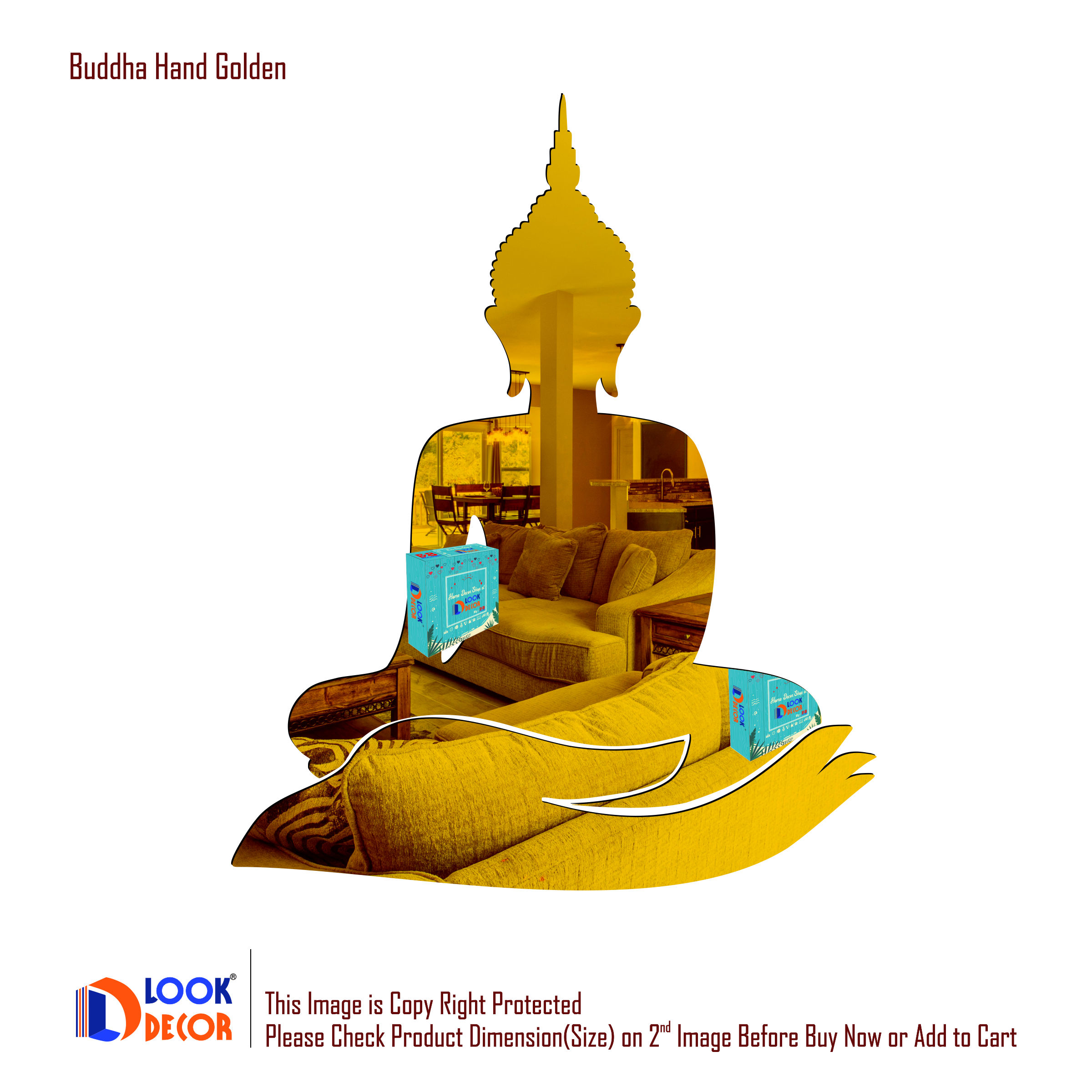 Buy Look Decor-Buddha Hand-(Golden-Pack of 2)-3D Acrylic Mirror Wall ...