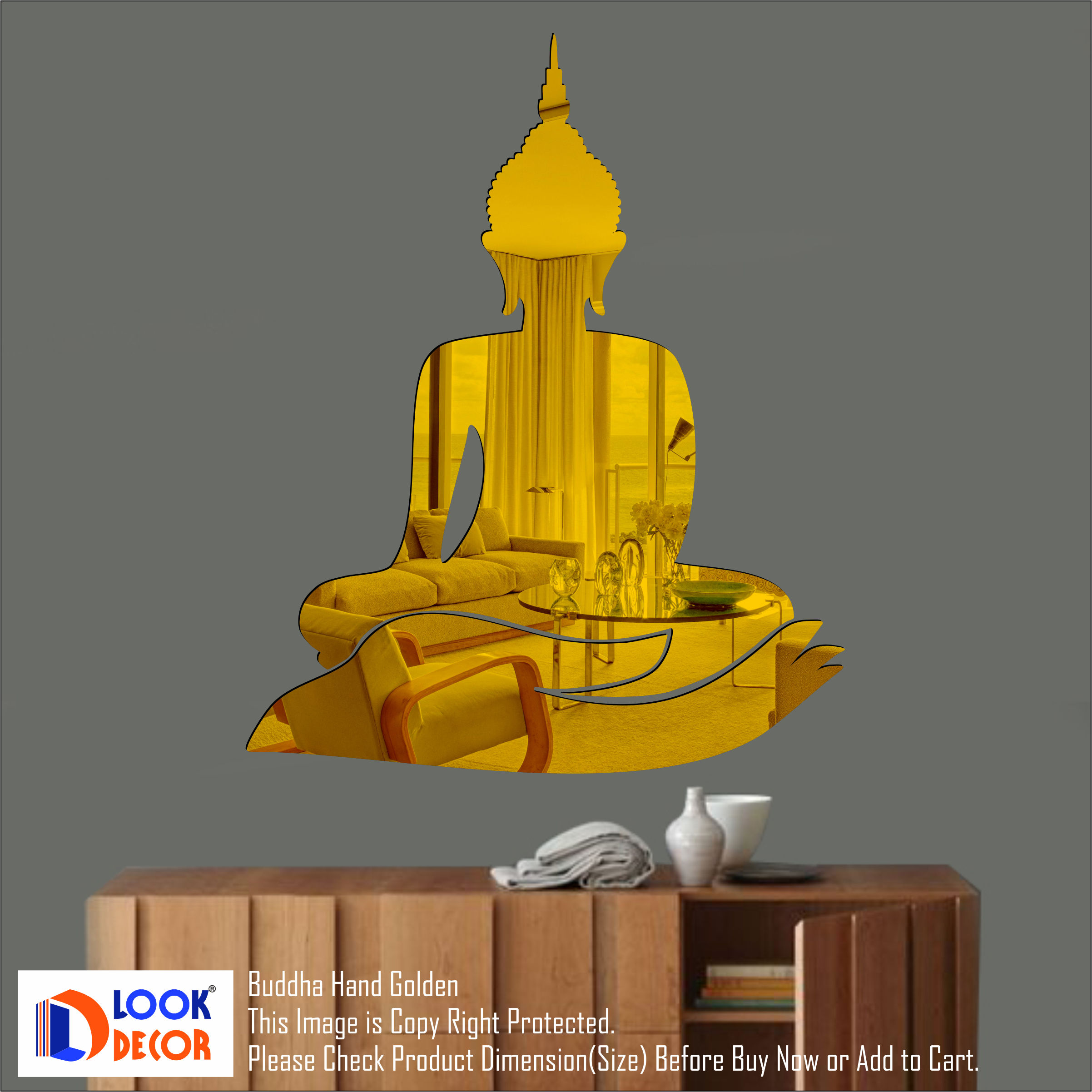 Buy Look Decor-Buddha Hand-(Golden-Pack of 2)-3D Acrylic Mirror Wall ...