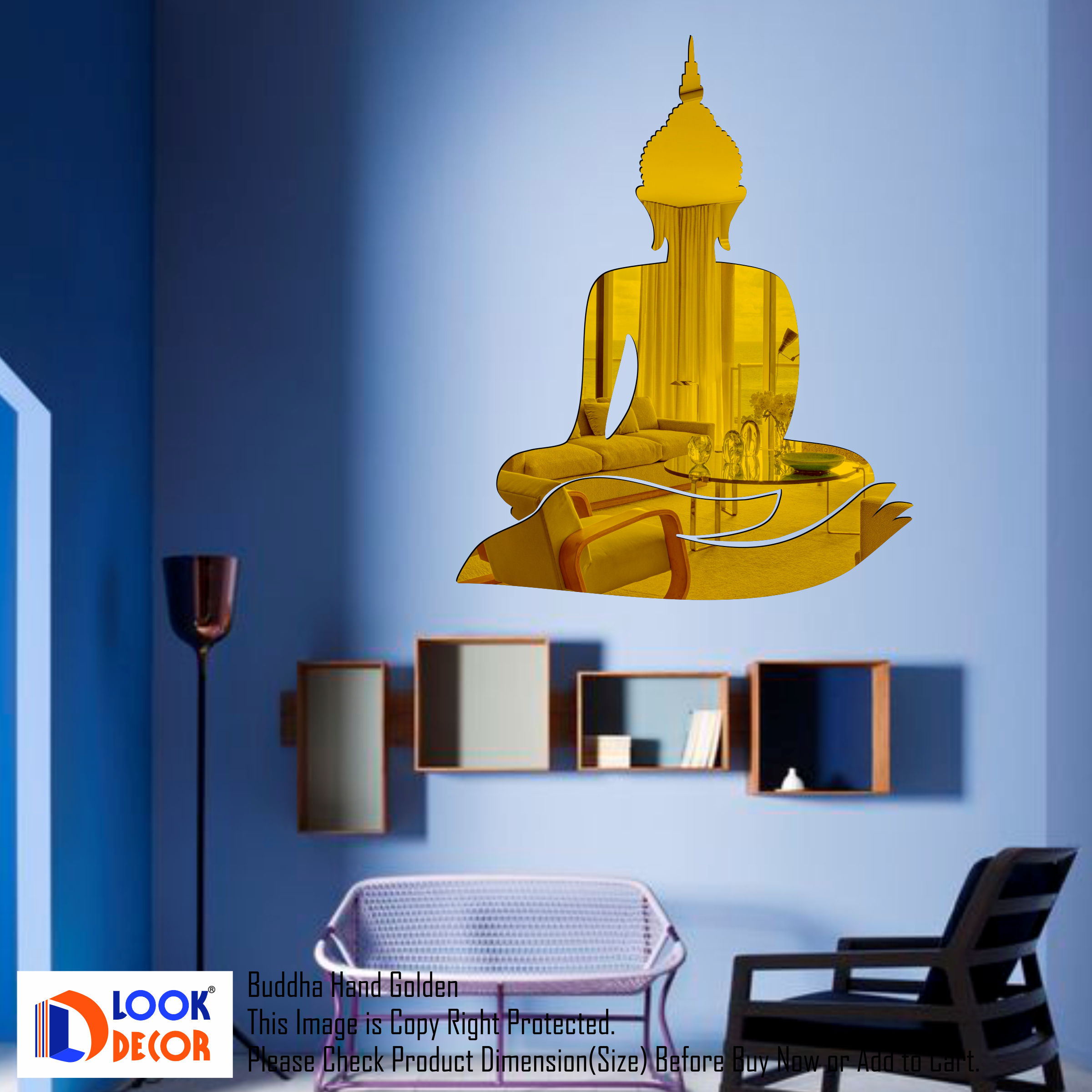 Buy Look Decor-Buddha Hand-(Golden-Pack of 2)-3D Acrylic Mirror Wall ...