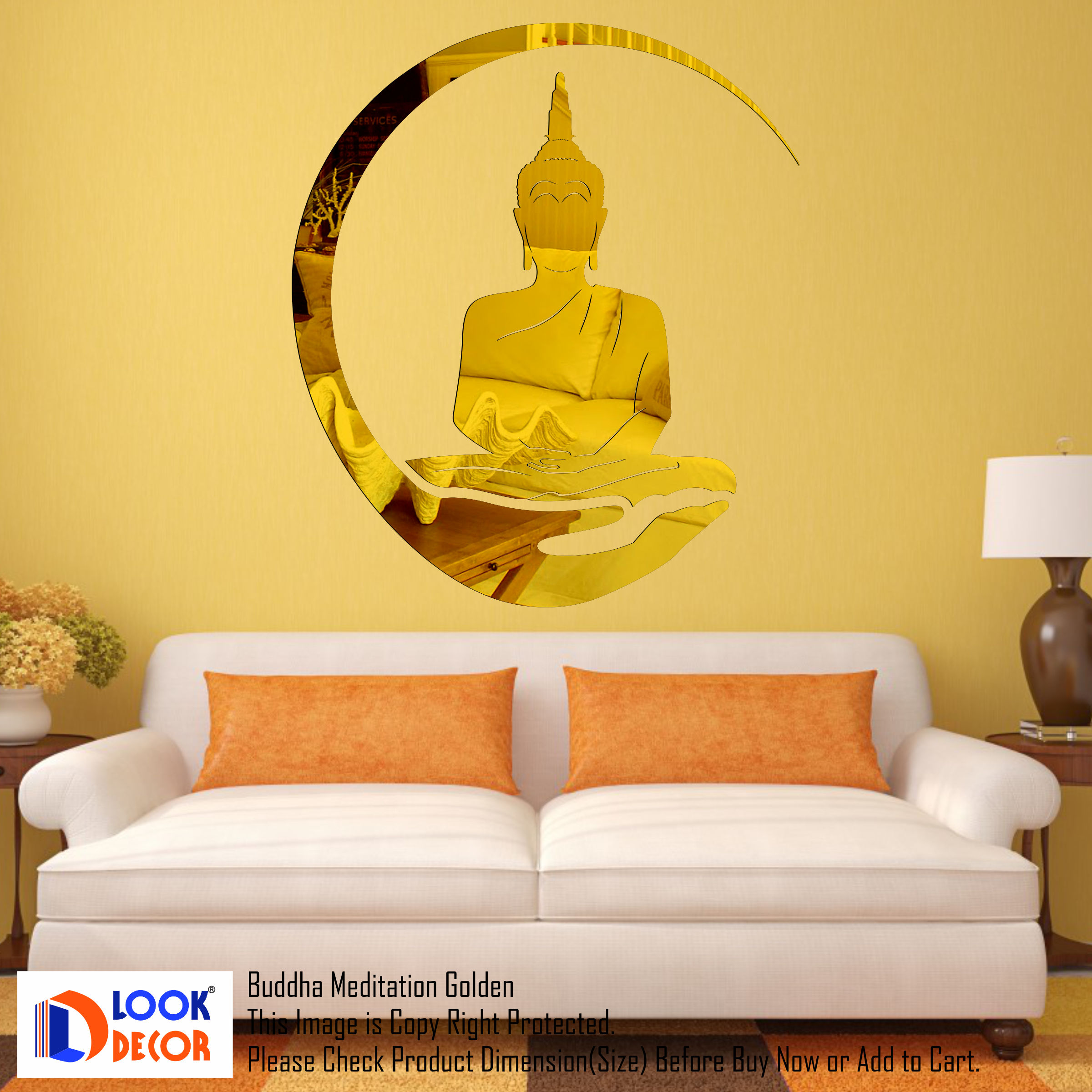 Buy Look Decor-Buddha Meditation-(Golden-Pack of 2)-3D Acrylic Mirror ...