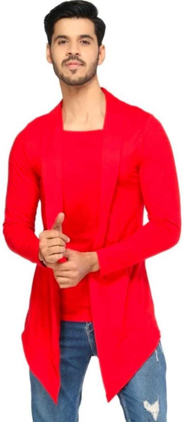 Buy Pause Red Solid Cotton Shrug for Men Online @ ₹458 from ShopClues