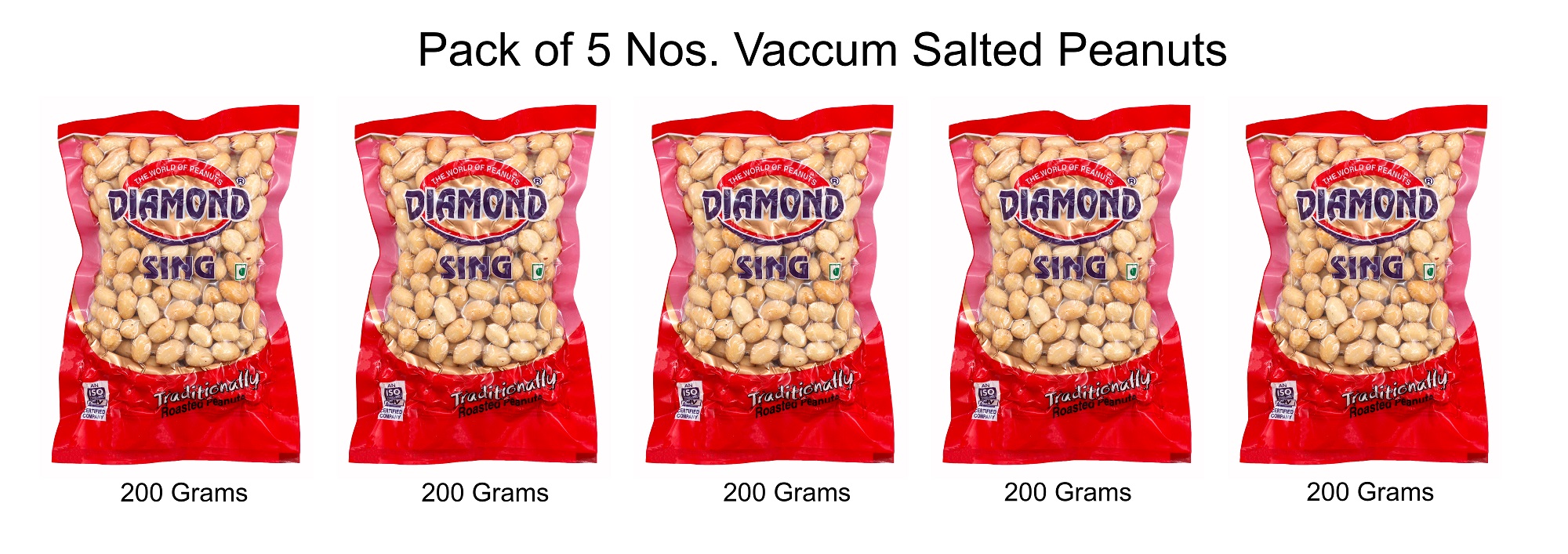 Buy Vacuum salted 200gm 5 pack of combo salted peanut Online @ ₹367 ...