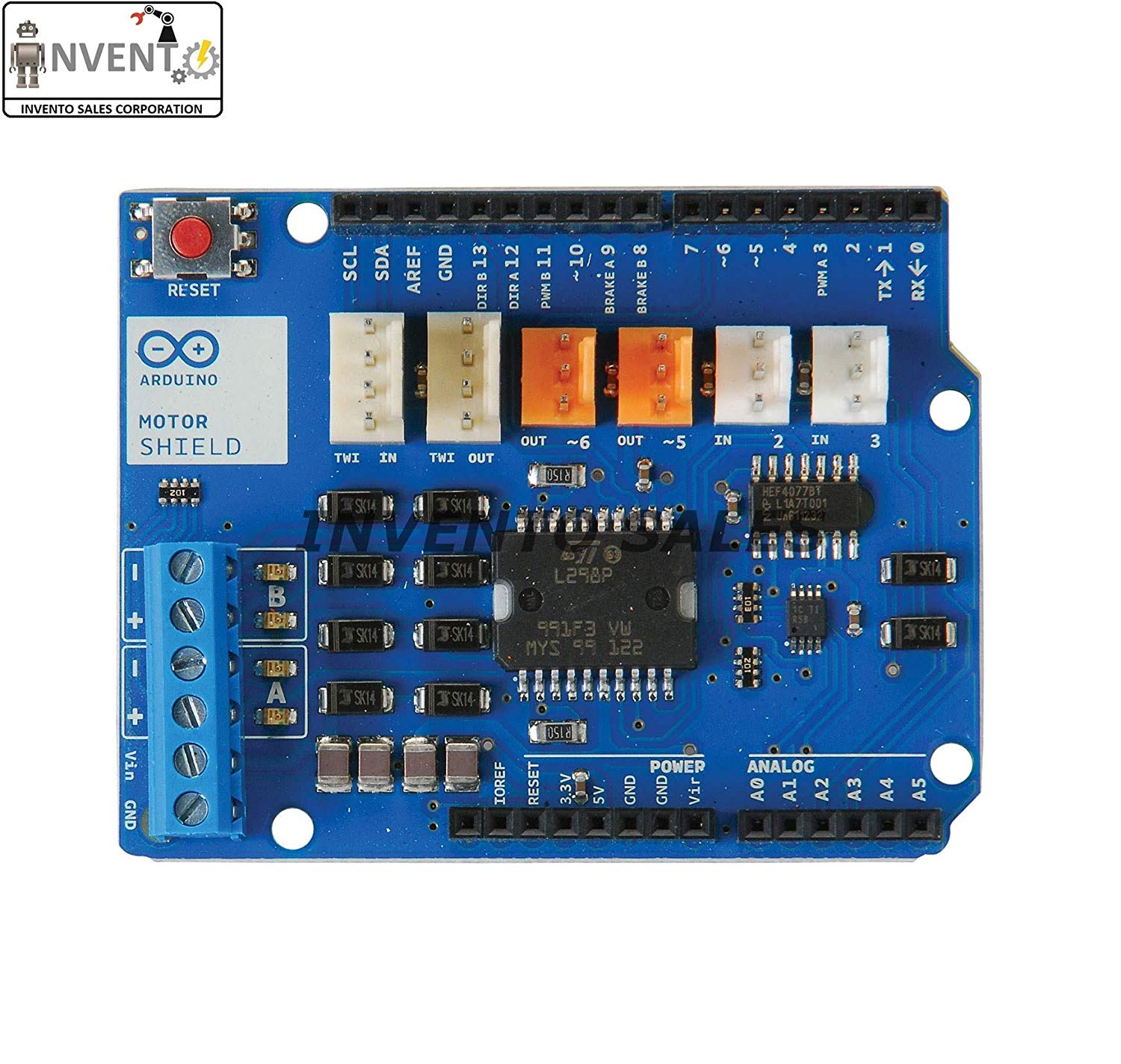 Buy Invento Arduino UNO With Arduino L298P Shield R3 DC Motor Driver Module 2A H-Bridge 2 way ...