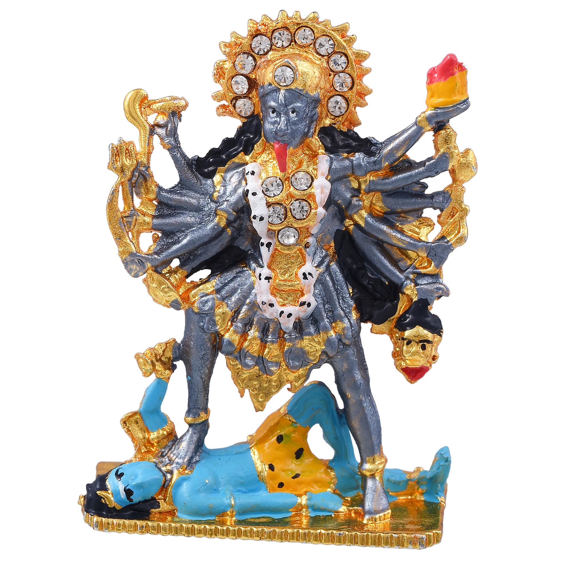 Buy Missmister Brass Colourful Maa Kaali, Chandi Mata Stand, Idol Home ...