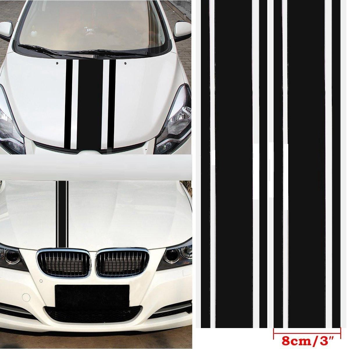 Buy Car Decal Car Body Vinyl Racing Strip Stickers Black (Size - 3 Inch ...