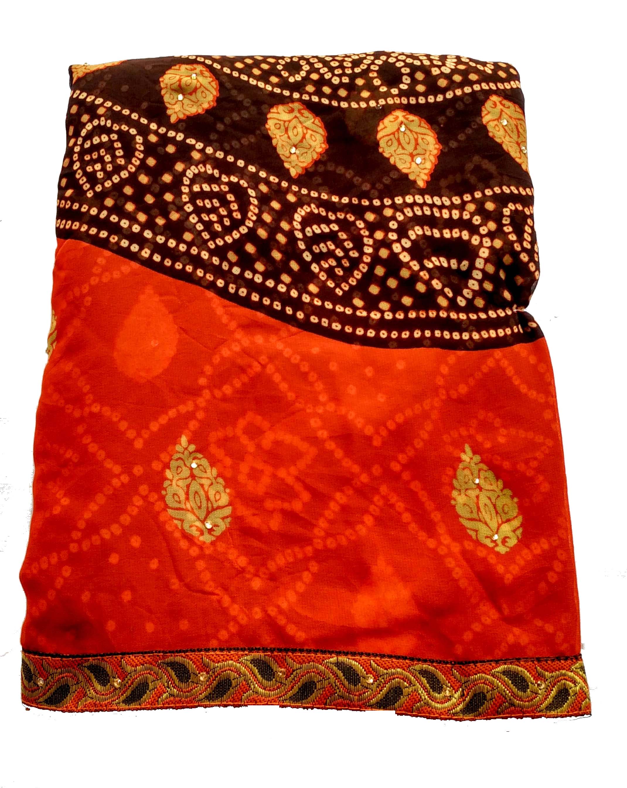 Buy Womens Georgette Traditional Rajasthani Bandhani Saree with fancy ...