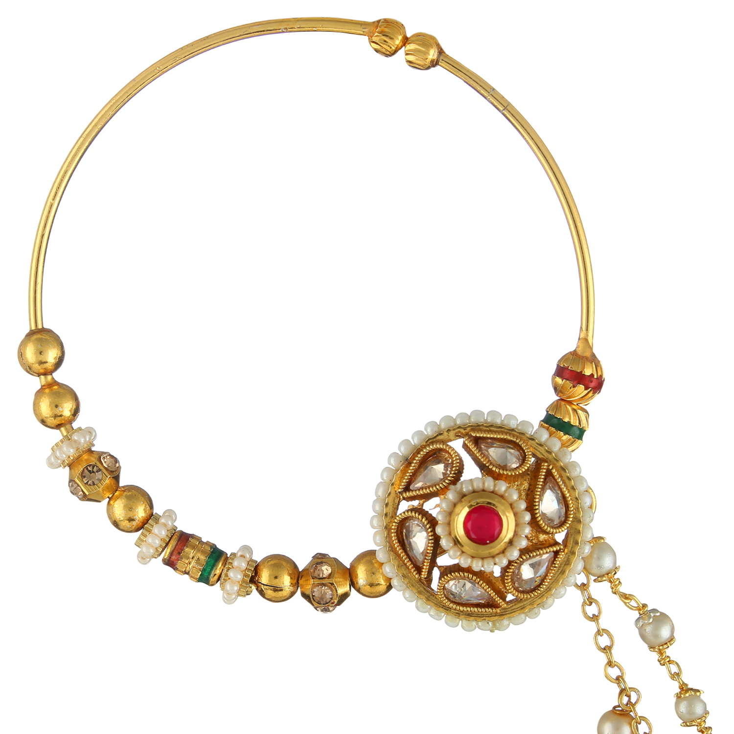 Buy Jewels Gold Ethnic Traditional New Look Pearl Nath For Women Girls ...