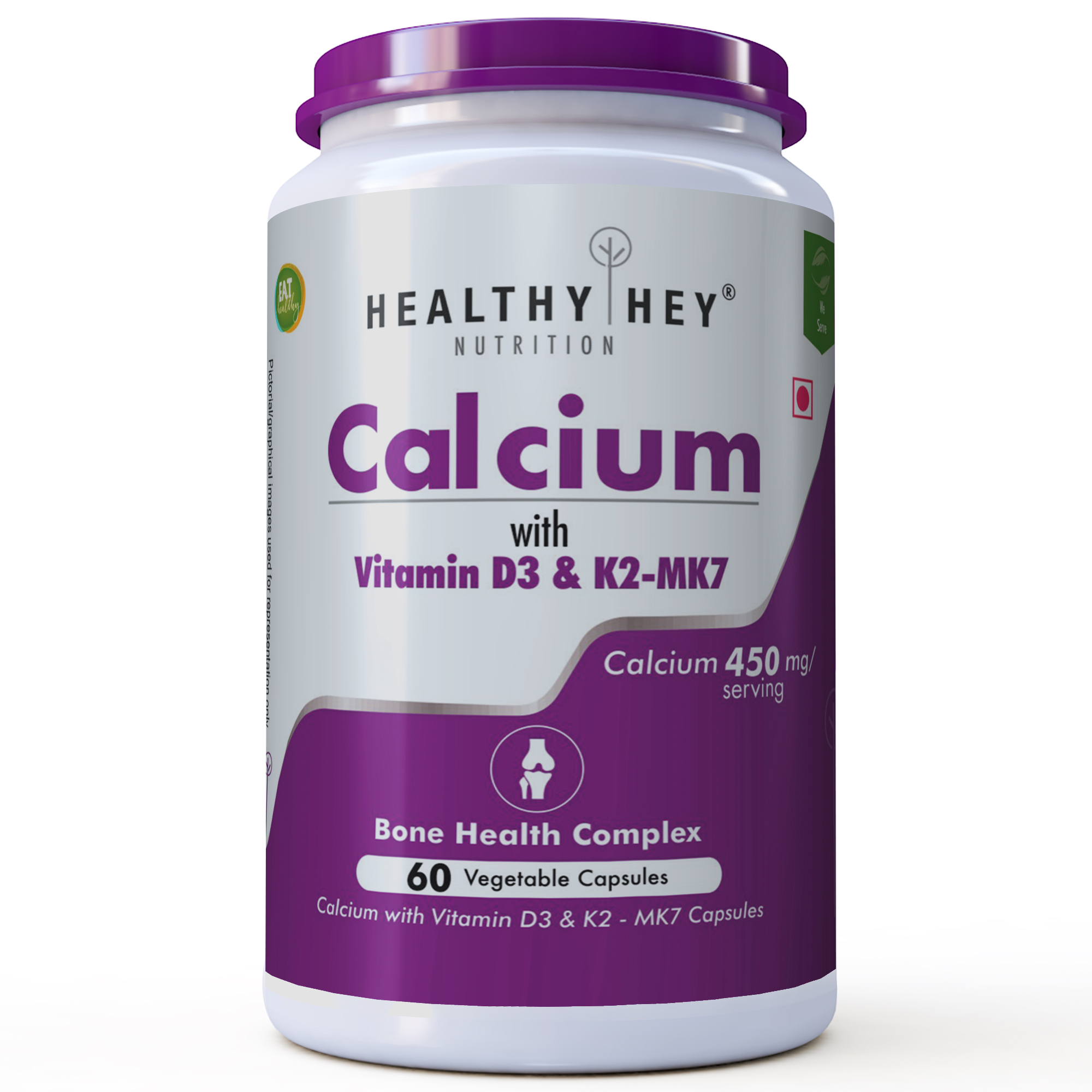 Buy HealthyHey Calcium with D3 K2-7 - Bone Health Complex - 450mg ...