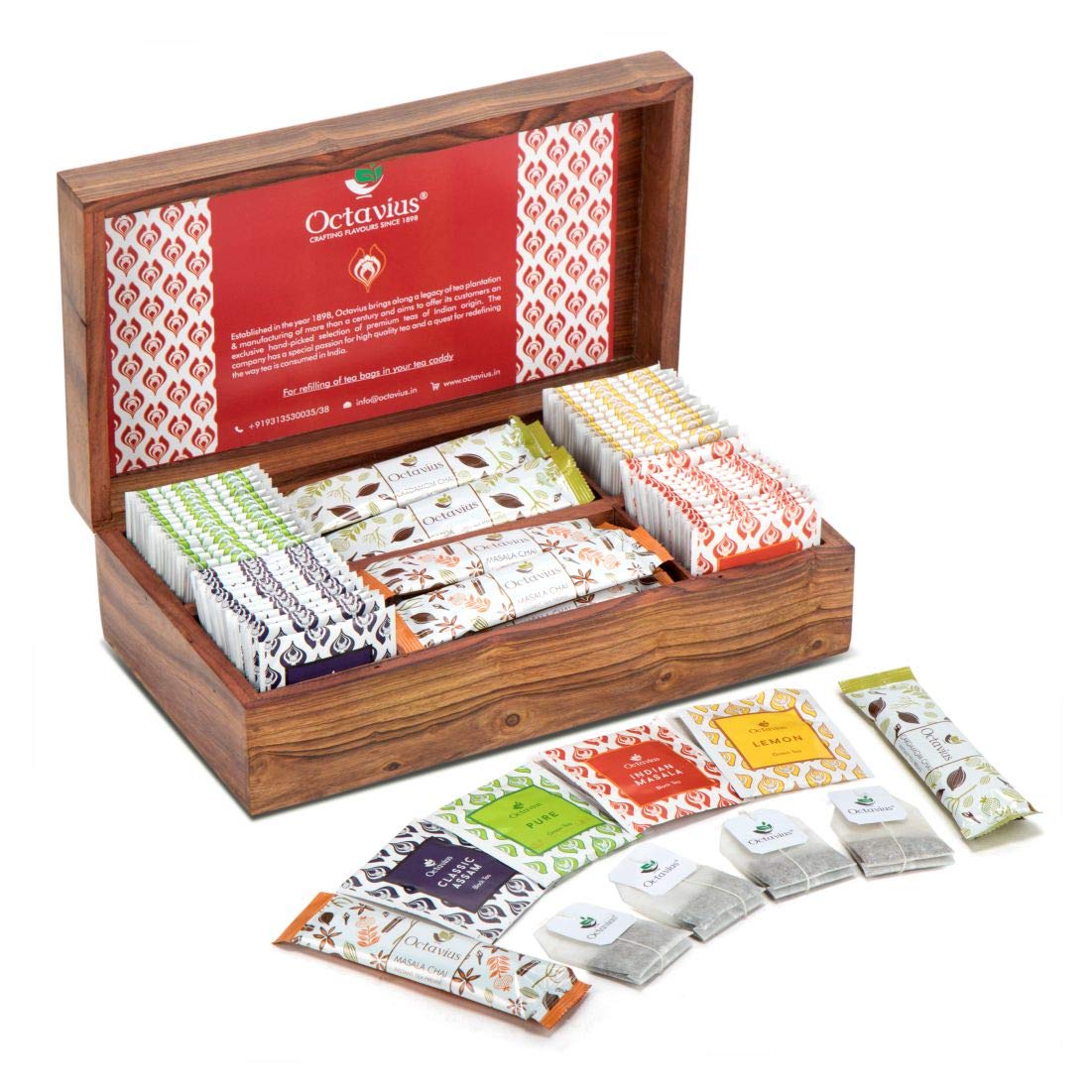 Buy Octavius Premium Tea Assortment Of 60 Tea Bags 30 Ready Tea Sachets In Wooden T Box