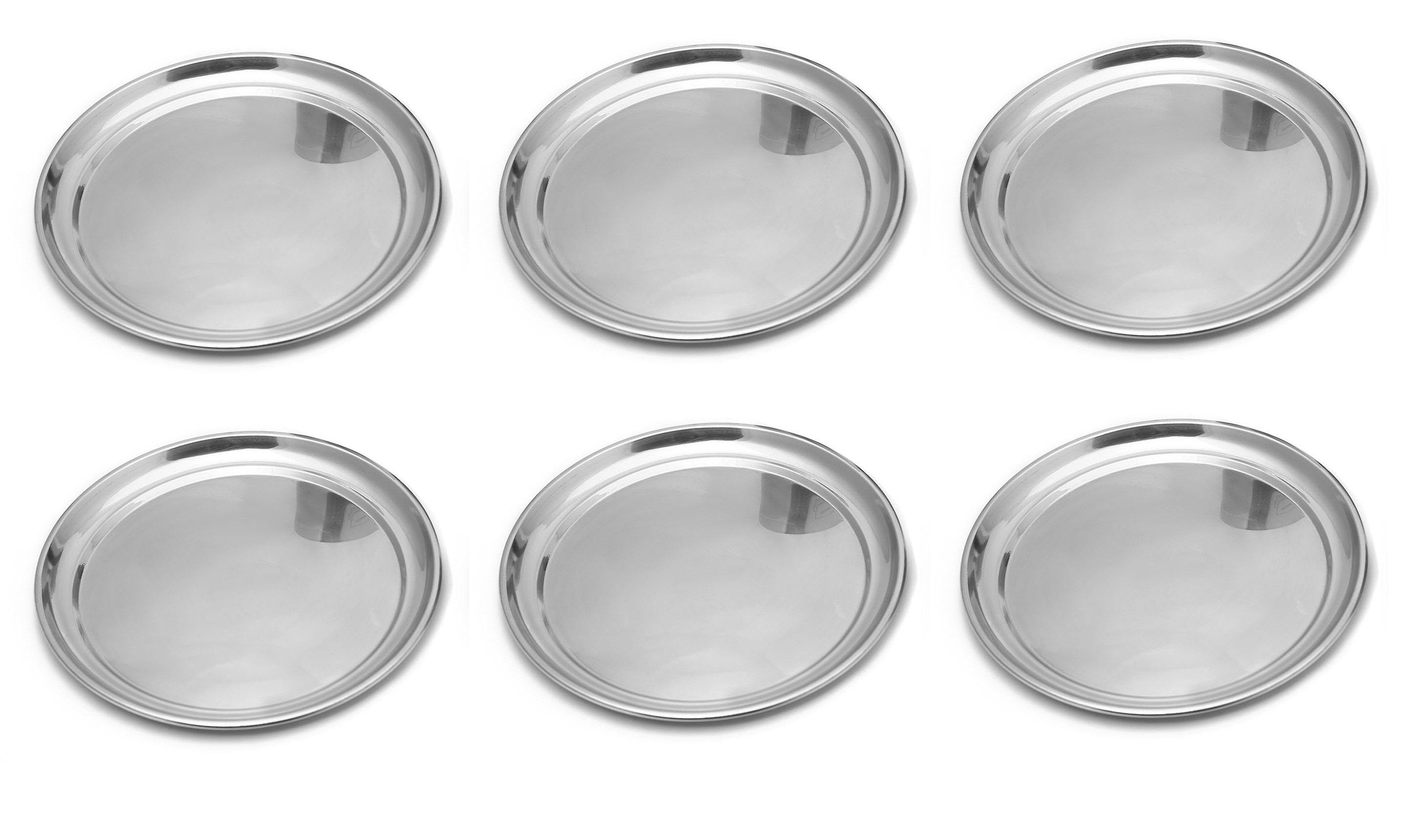 Buy AH Stainless Steel Heavy Guage Mirror Finish Dinner Plates - 12 ...