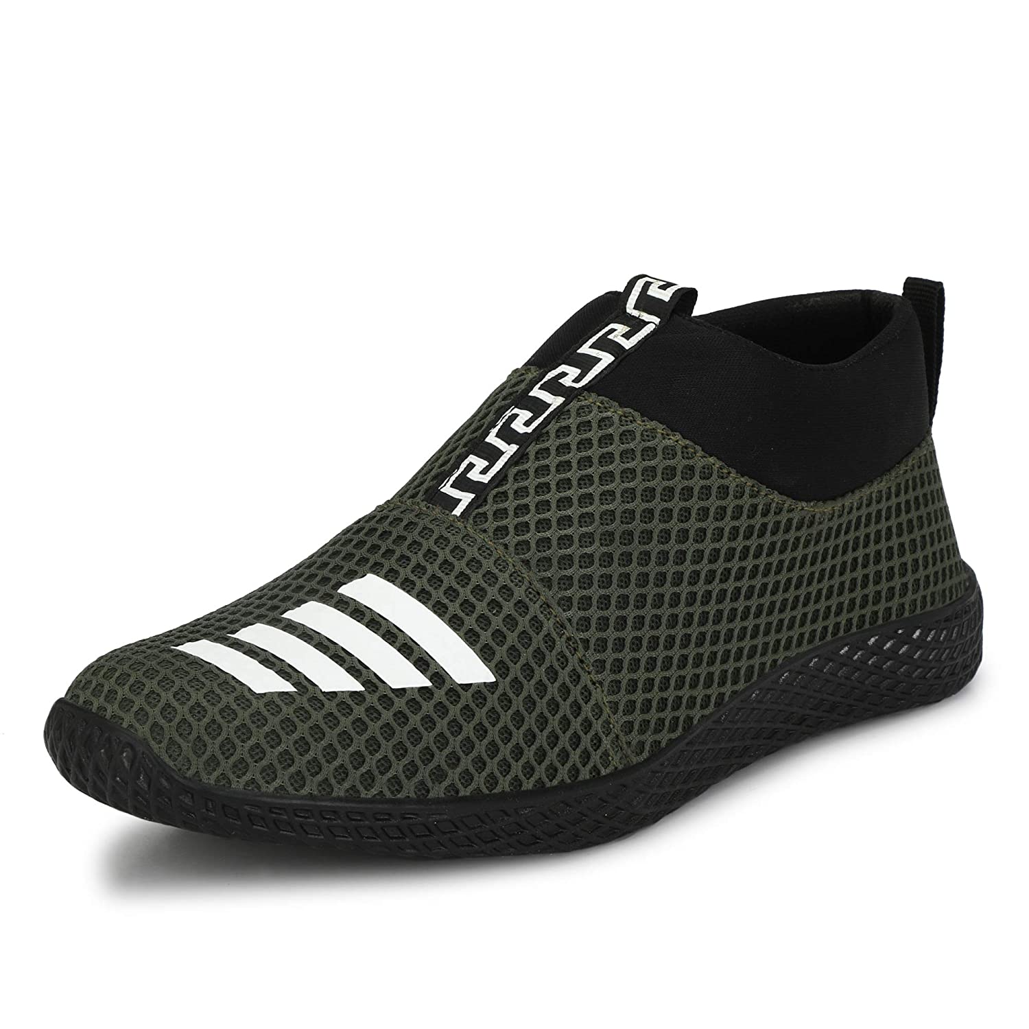 Buy Bucik Men's Olive Flyknit Mesh Slip on Smart Casual Shoe Online ...