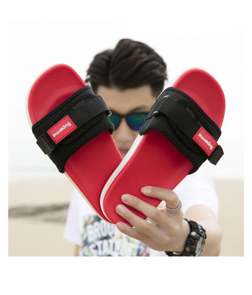 Buy Red Black Slipper For Men Online @ ₹349 from ShopClues