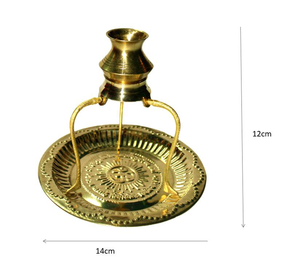 Buy Brass Pooja Plate Thali with Shivling Stand and Abhishek Lota ...
