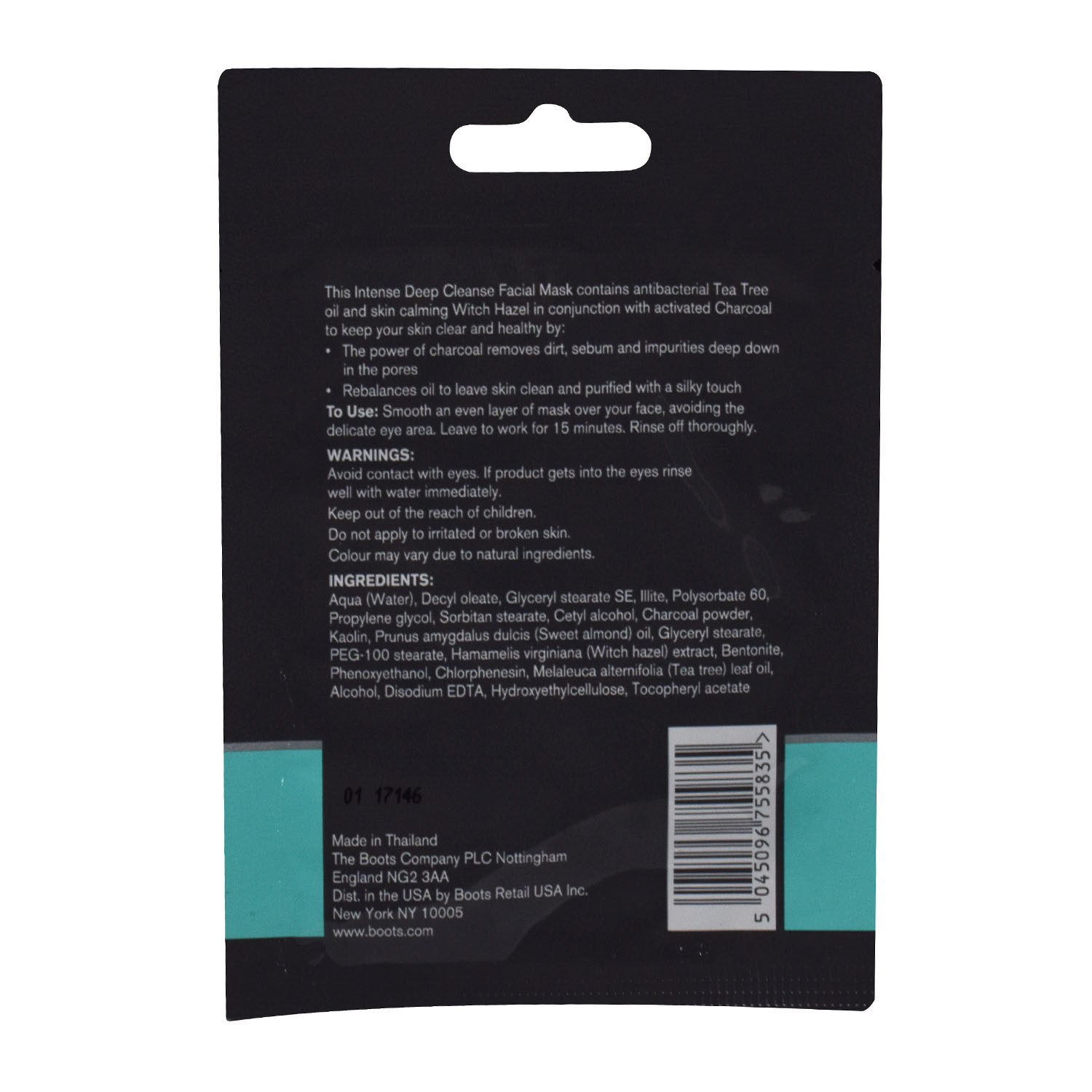 Buy Boots Tea Tree & Witch Hazel Charcoal Face Mask - 10ml (0.33oz ...
