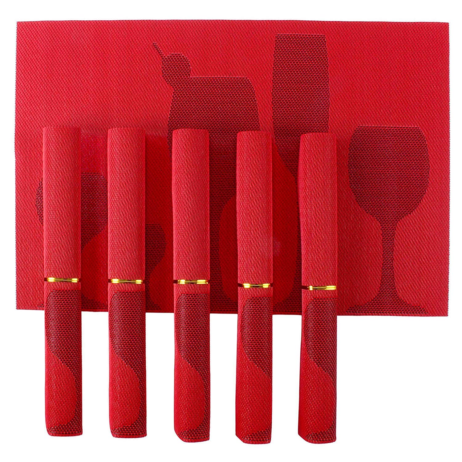 Buy Skylofts 6 pc PVC Dining Table Place Mats Classy Red Kitchen Table ...