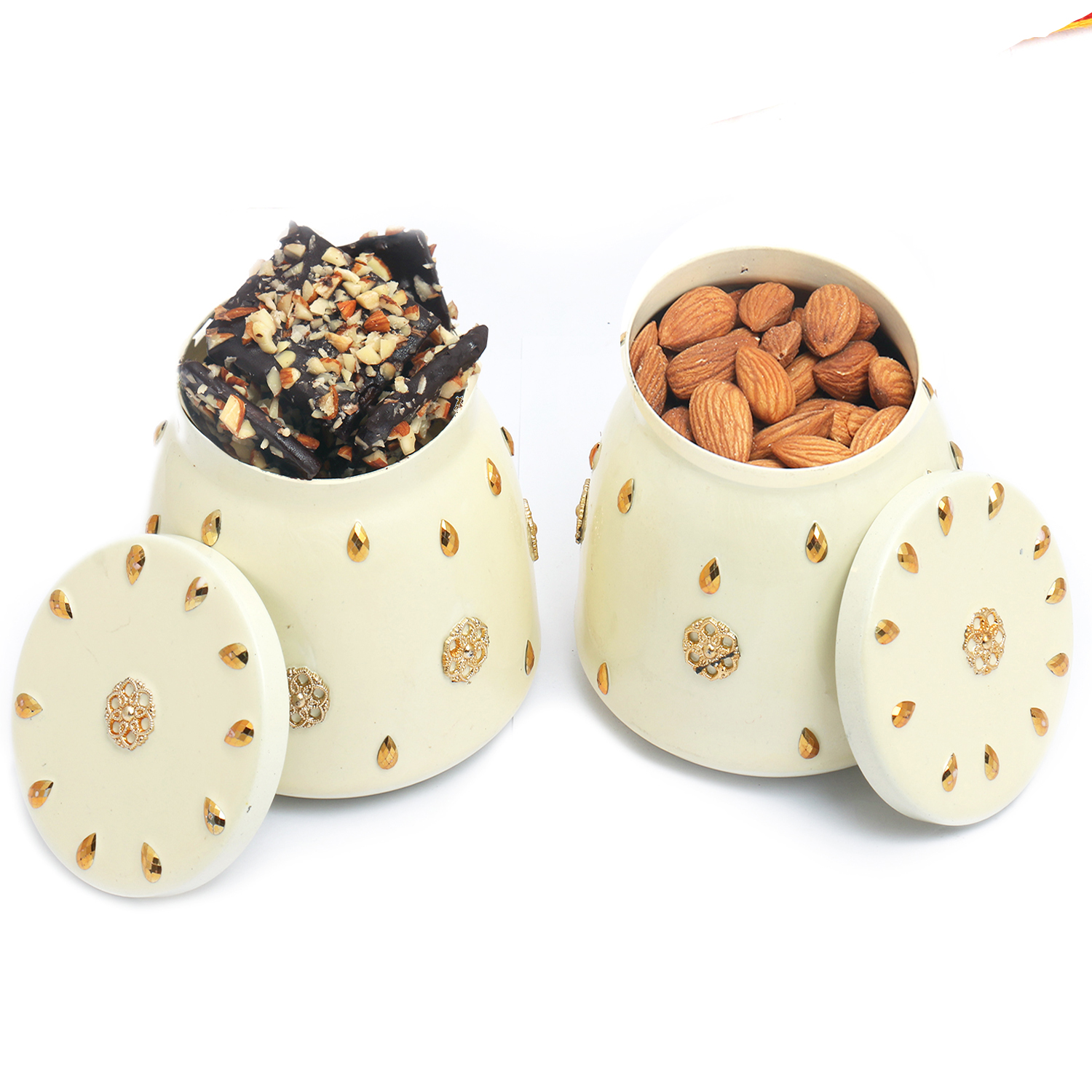 Buy Ghasitaram Gifts White Metal Almonds and Brittles Barnis Online ...