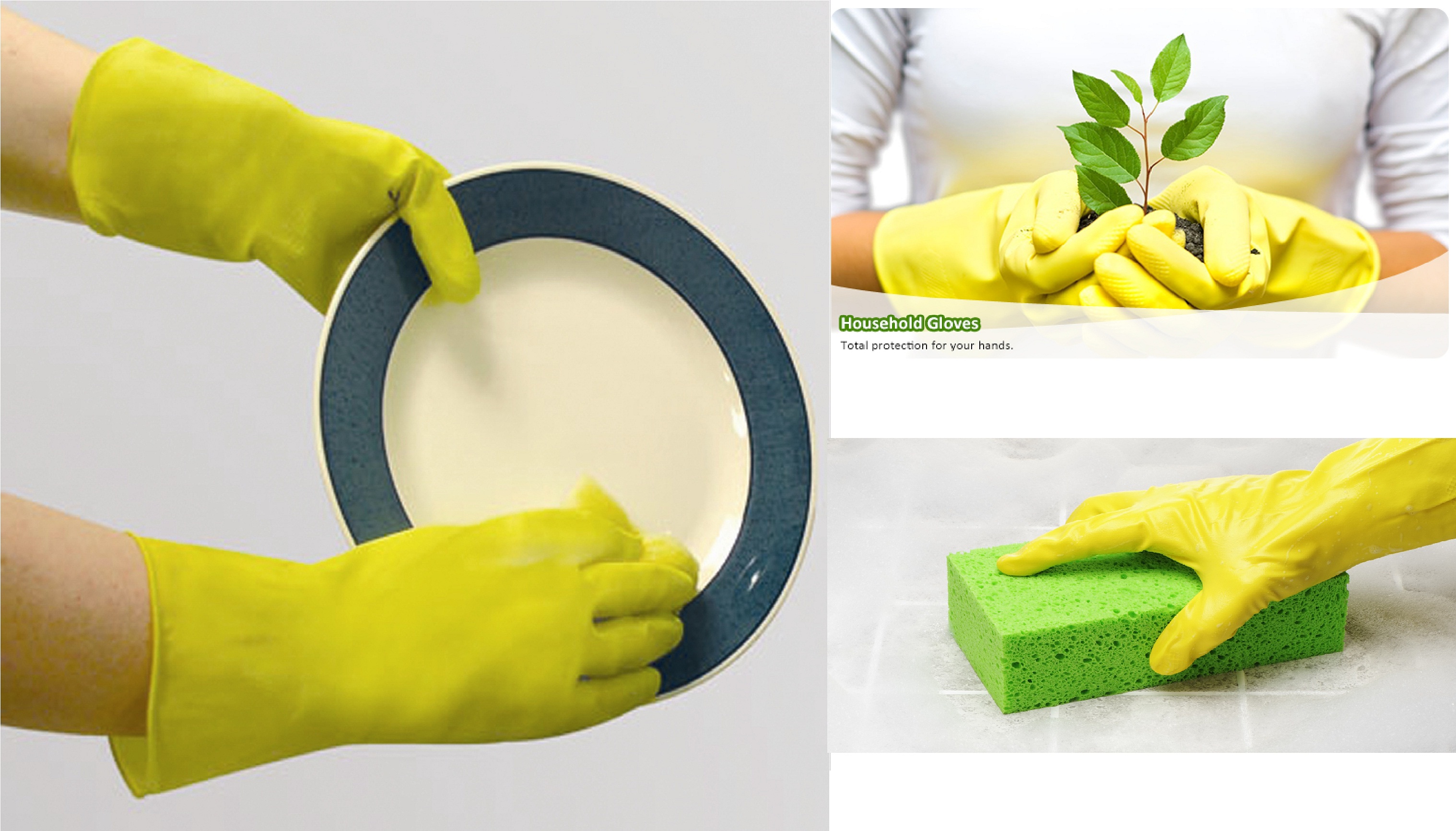 Buy 2 pair Hand Gloves Washing Cleaning Kitchen Household Rubber Gloves ...