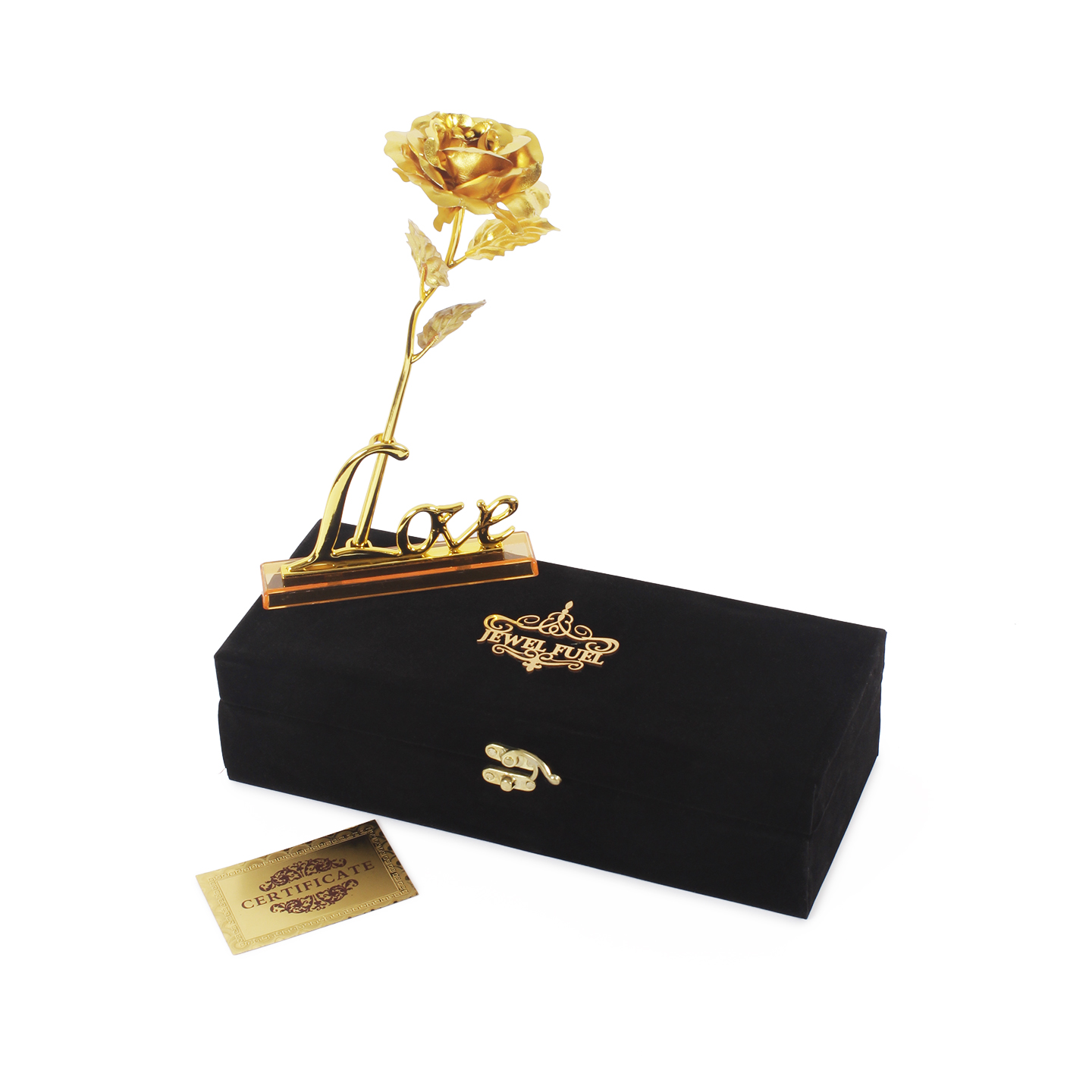 Buy JEWEL FUEL 24k Gold Rose And Love Stand With Velvet Gift Box Online ...