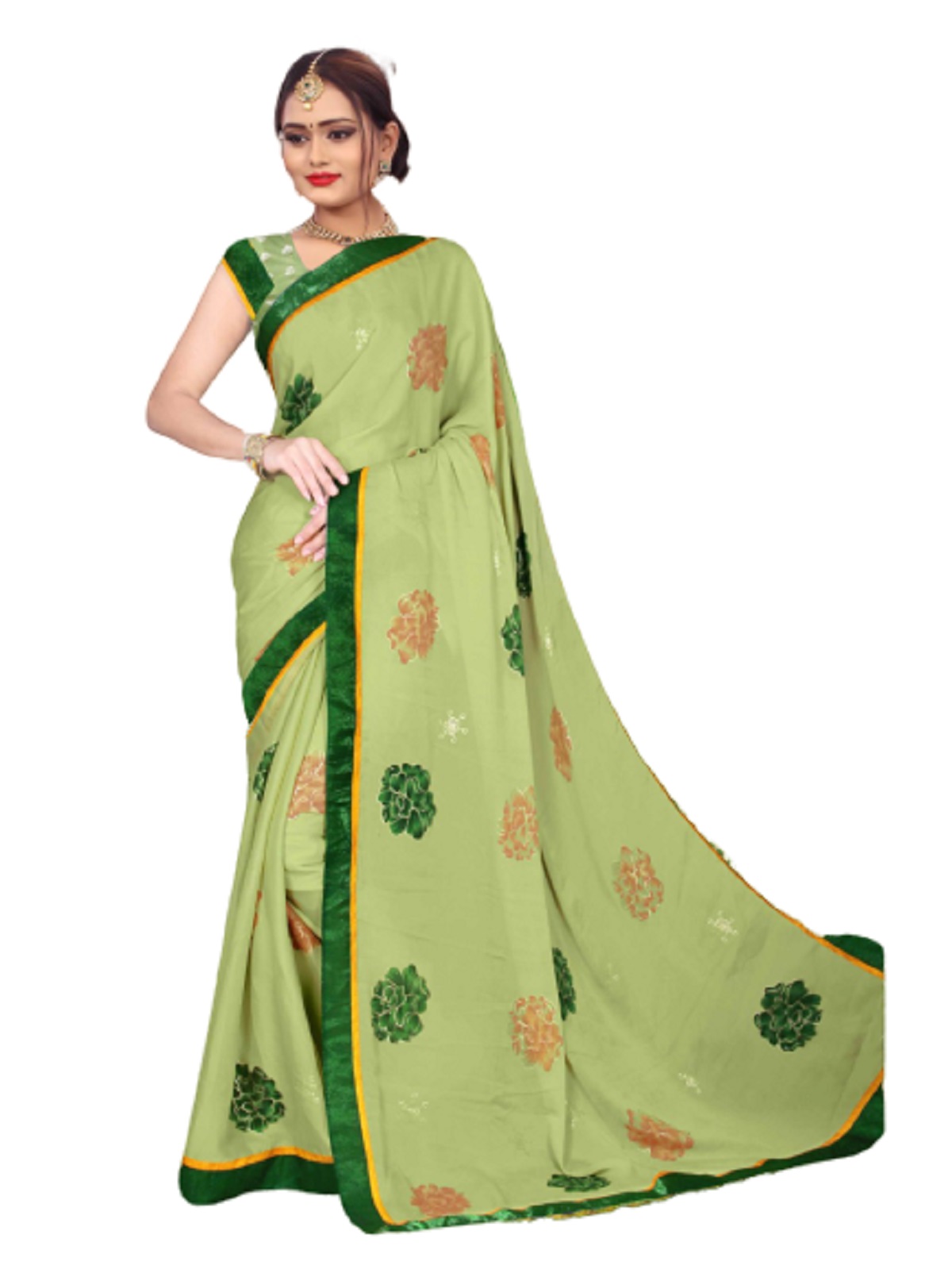 Buy Saloni Green Color Saree Online @ ₹1499 from ShopClues