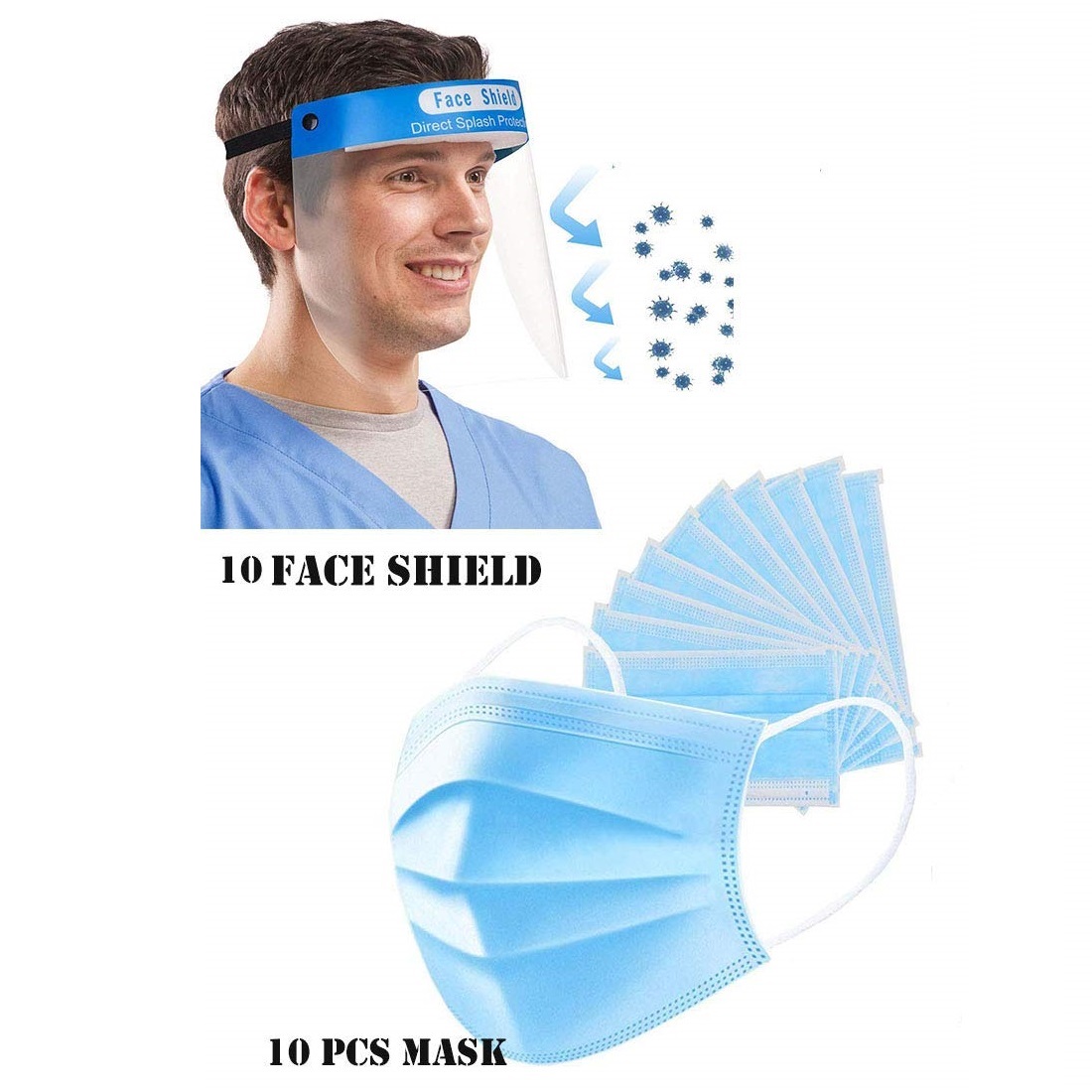Buy Kaltron Full Face Shield Protection Guard (pack of 10) and ...