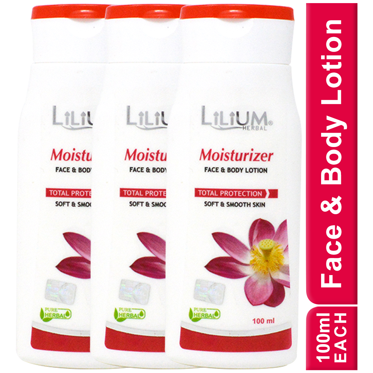 Buy Lilium Herbal Regular Moisturizer Face Body Lotion 100ml Pack of 3 ...