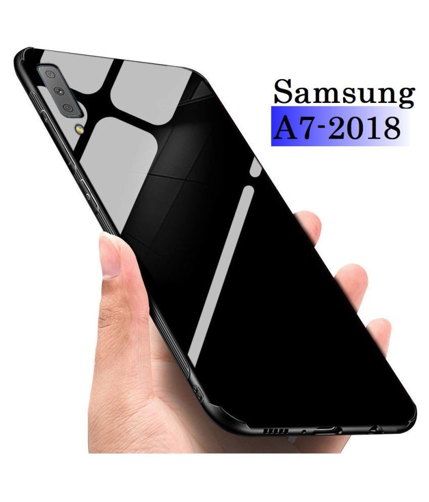 Buy Samsung Galaxy A7 2018 Glass Cover BeingStylish - Black Glass Back ...