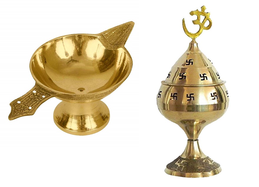 Buy Stylewell Combo Of Akhand Laxmi Deepak Pital Diya With ( No.1 )Jali ...