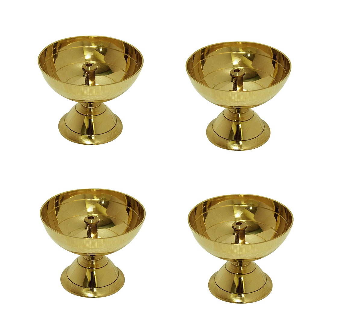 Buy De-Ultimate Pack Of 4 Pcs Classic Round Pure Brass Paro Pyali Kamal ...