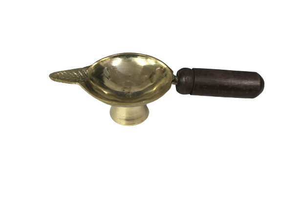 Buy De-Ultimate Pure Brass (2 No ) Laxmi Deepak Pital Diya with Wooden ...