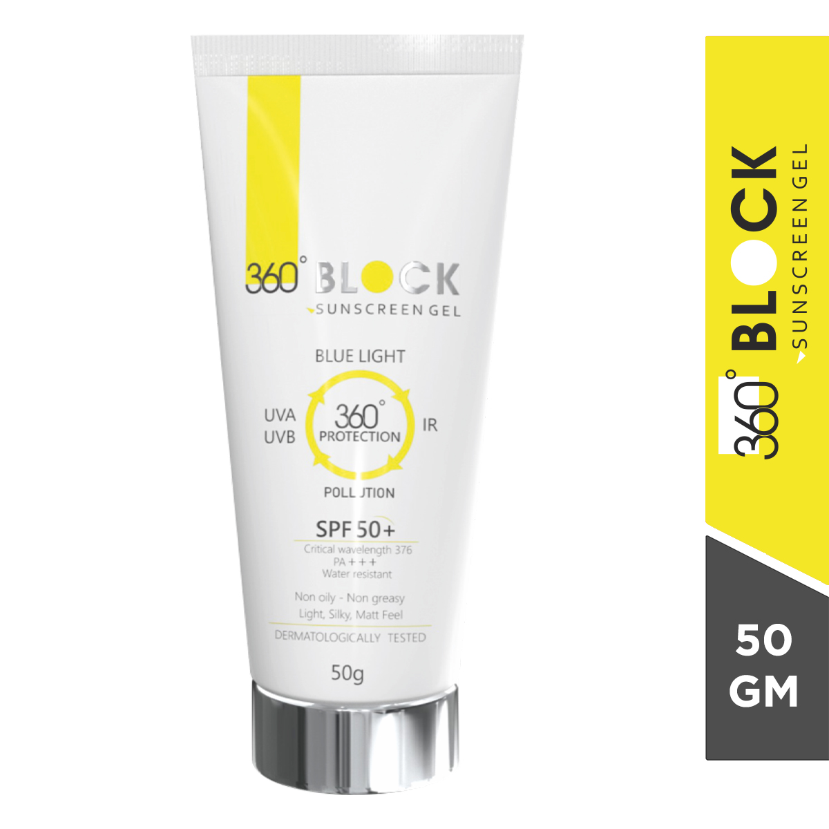 Buy 360 Block Sunscreen Gel SPF 50+ - protects from UVA, UVB, INFRA-RED ...
